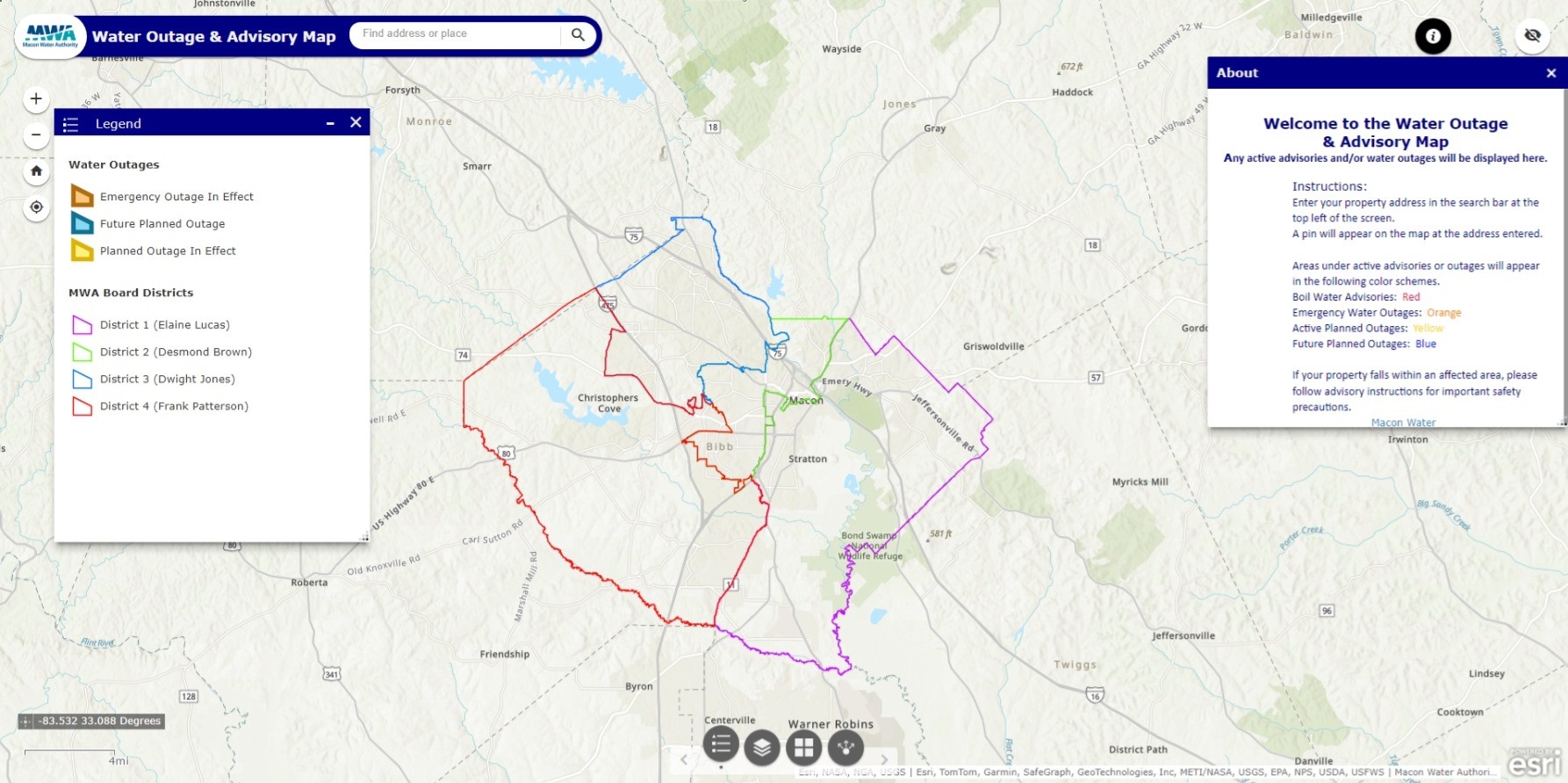 MWA Introduces New Interactive Water Outage & Advisory Map | Macon ...